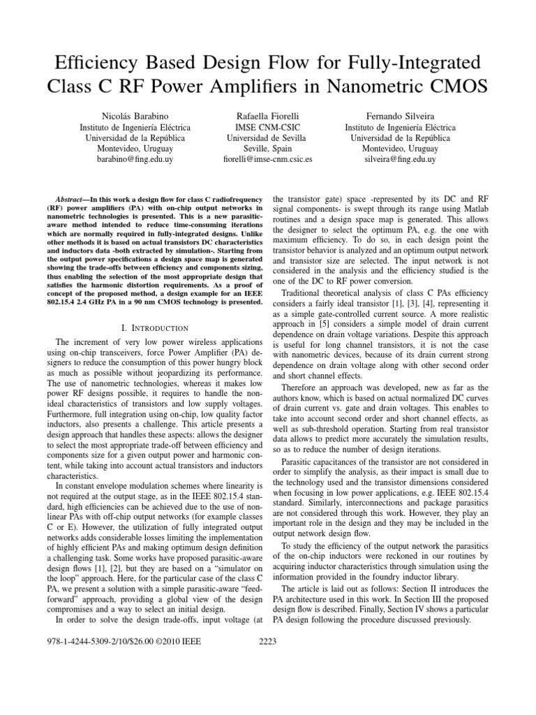 Efficiency Based Design Flow For Fully-Integrated Class C RF Power ...