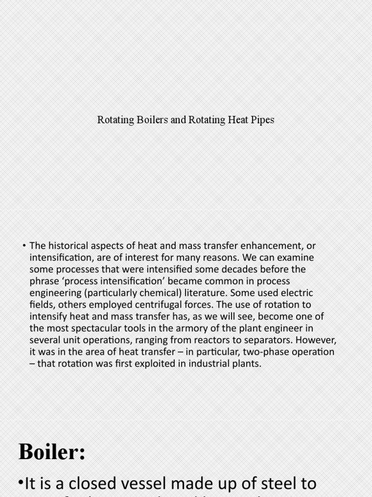 Rotating Boilers and Rotating Heat Pipes | PDF | Boiler | Mechanical ...