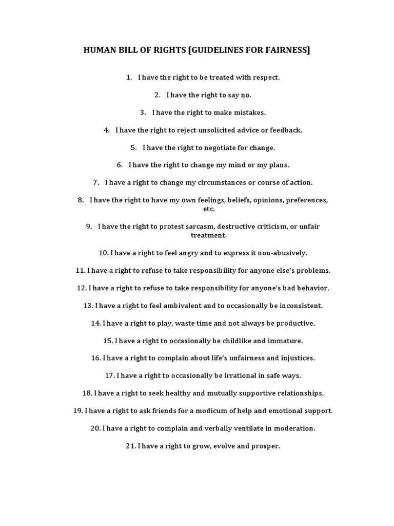 Human Bill of Rights | PDF | Guilt (Emotion) | Shame