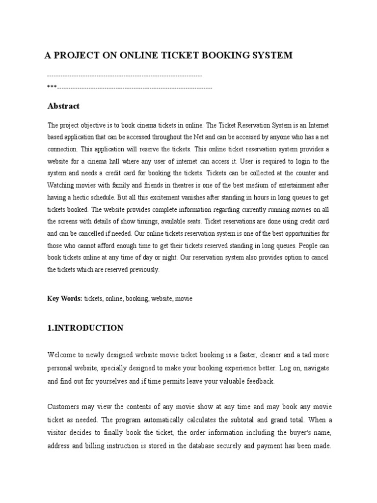A Project On Online Ticket Booking System | PDF | World Wide Web ...