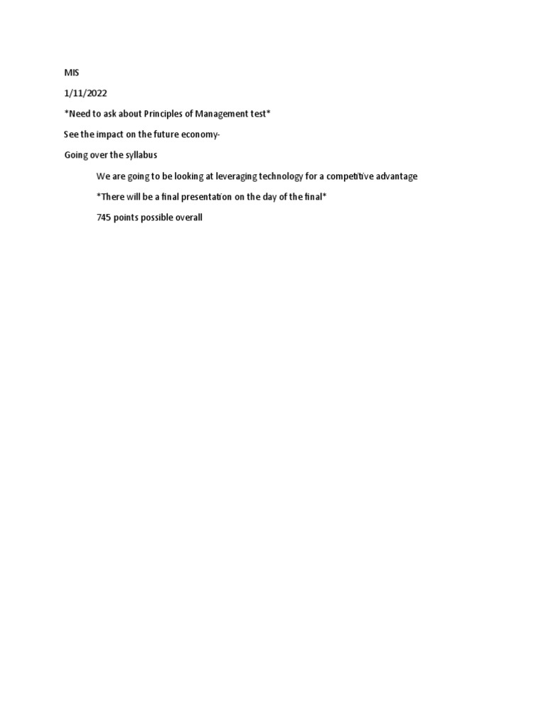 Principles of Management Syllabus Overview | PDF