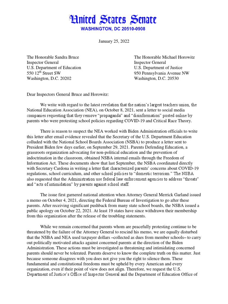 2022-01-26 DOJ ED Investigation Letter | Download Free PDF | United ...