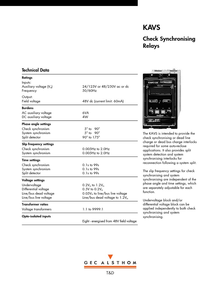 Check Synchronising Relays: Technical Data | PDF | Relay | Alternating ...