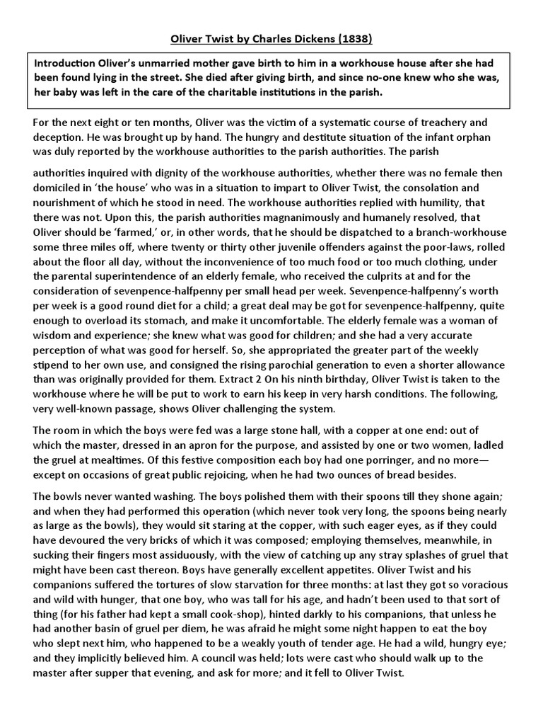 Oliver Twist Extract NEL L4 3 | PDF | Oliver Twist
