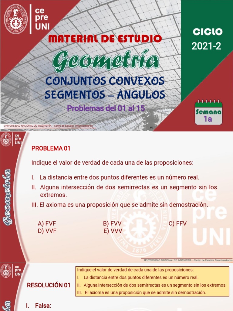 A.1.Pre 01-15 Nociones Básicas Semana 1a Resolución | PDF | Proposición | Ángulo