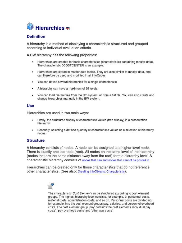 Hierarchies in SAP BW | PDF | Hierarchy | Areas Of Computer Science