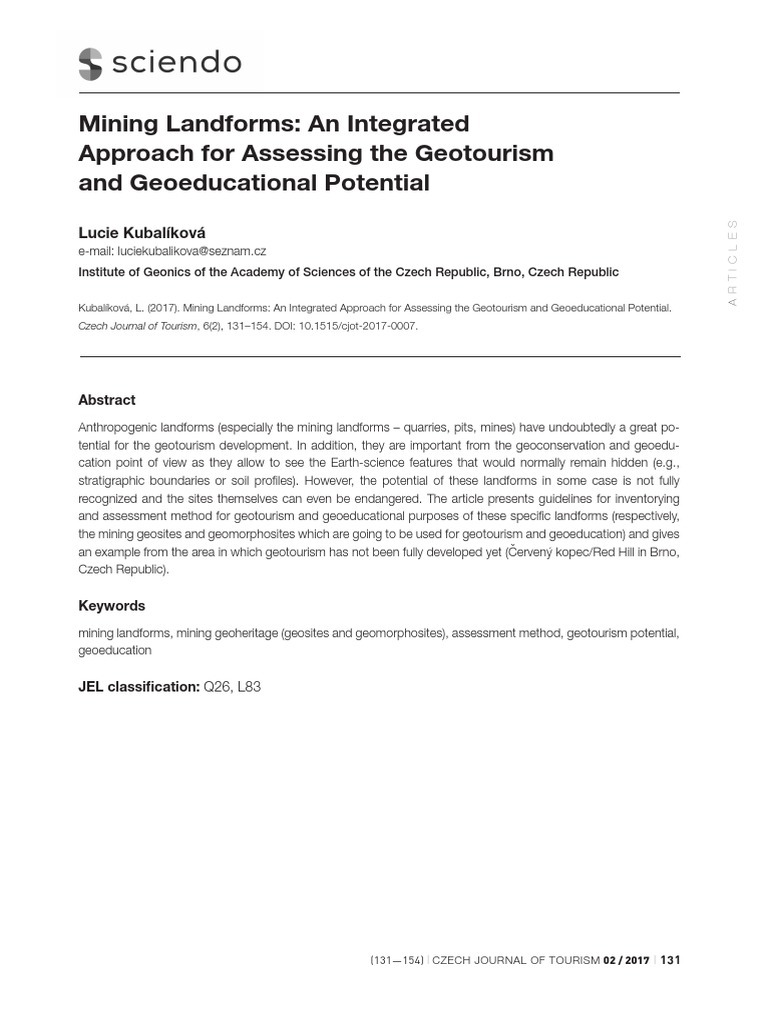 Mining Landforms: An Integrated Approach For Assessing The Geotourism ...