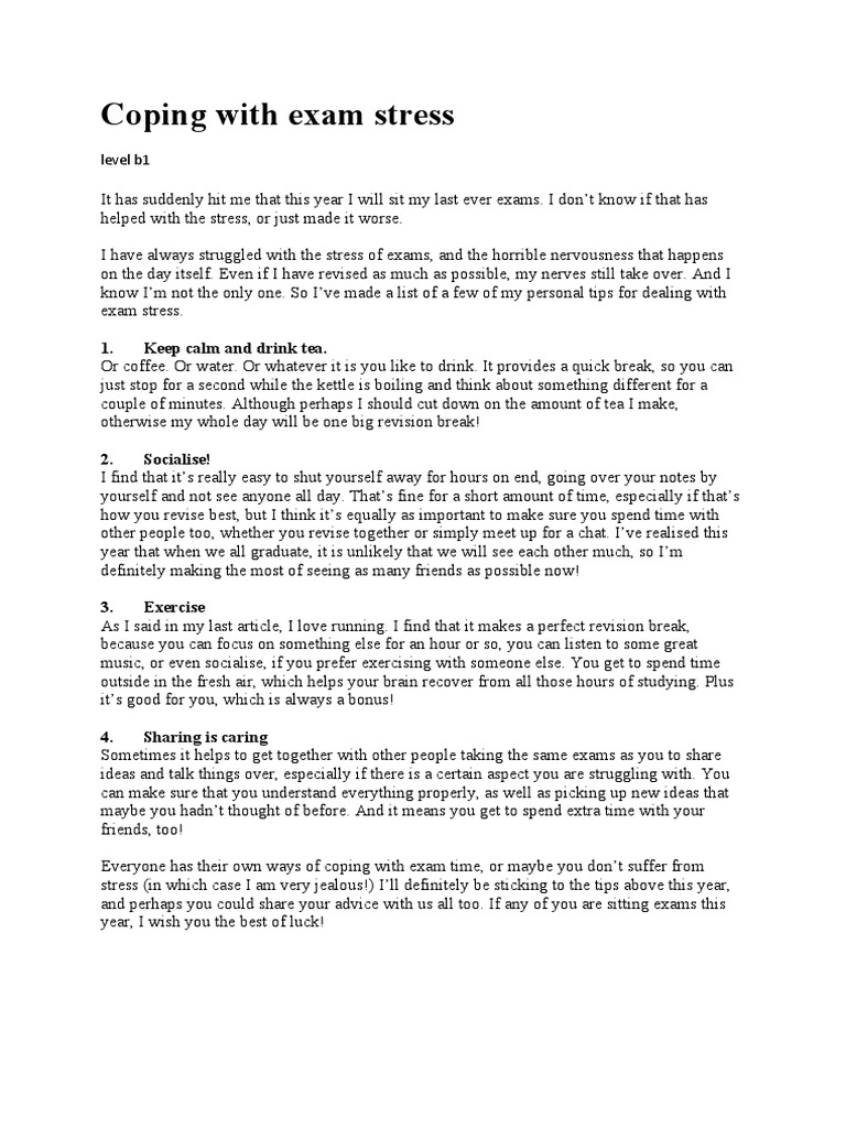 Coping With Exam Stress | PDF | Stress (Biology)