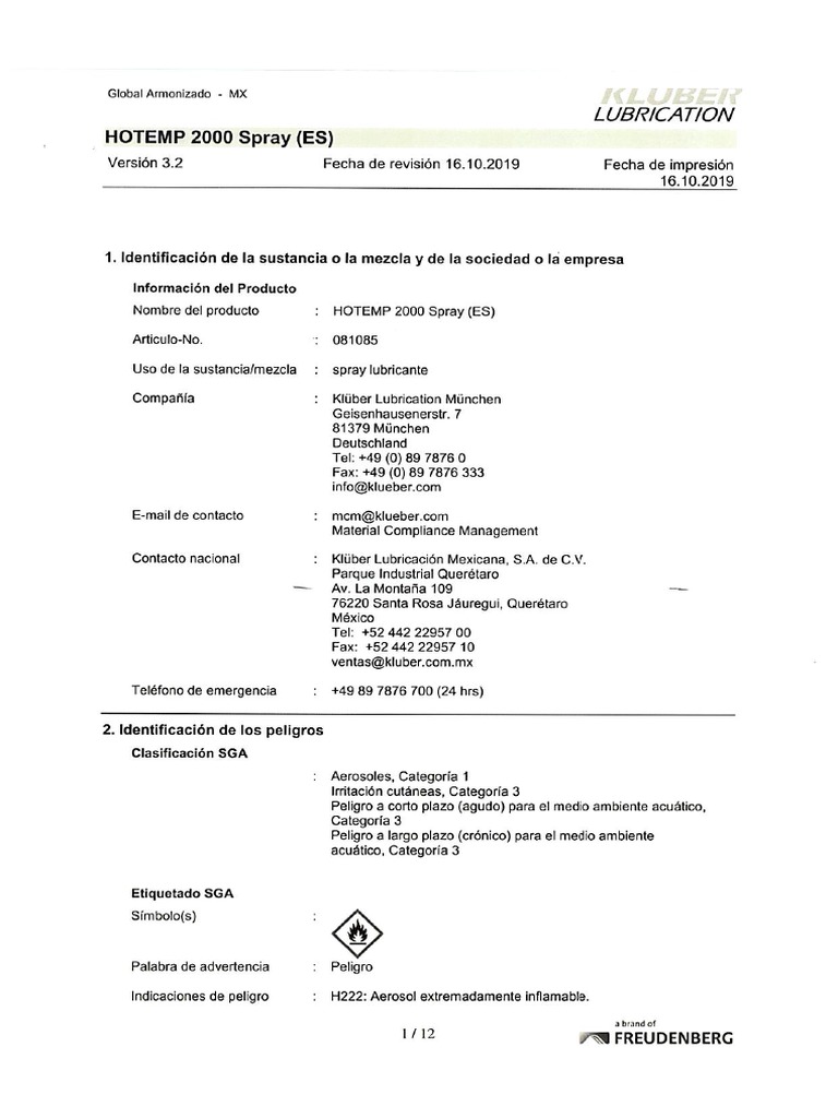 10 (Hotemp 2000) Lubricante Spray | PDF