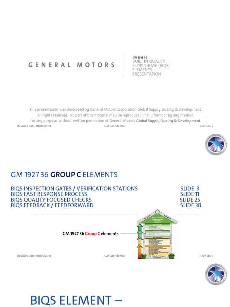 GM 1927 36 Group C Elements BIQS | PDF | Verification And Validation | Business Process