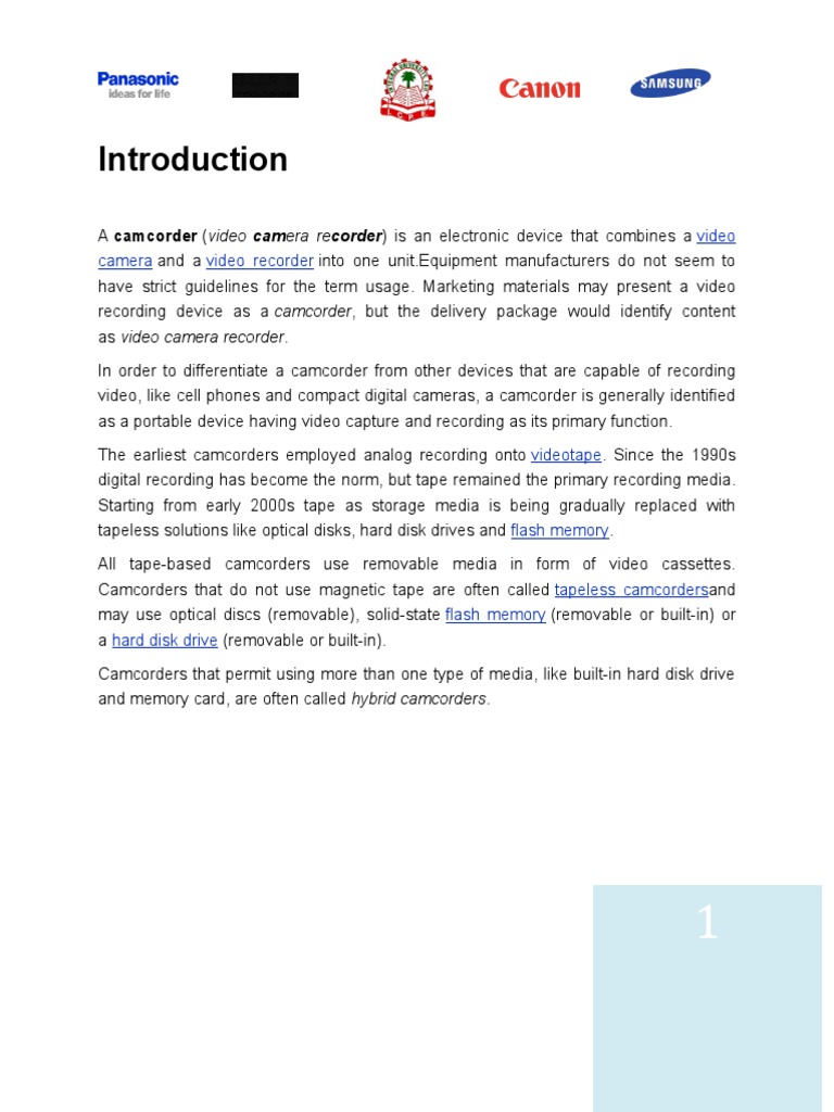 Video Camera Video Recorder | PDF | Videotape | Videocassette Recorder