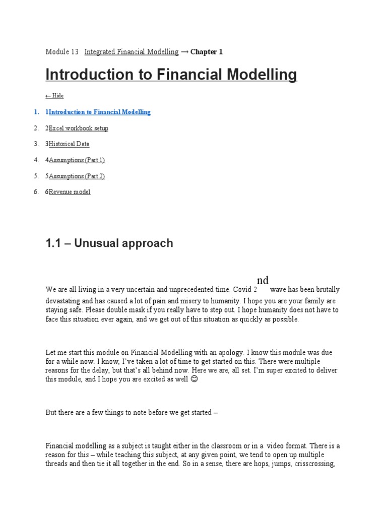 Module 13 - Integrated Financial Modelling | PDF | Valuation (Finance ...