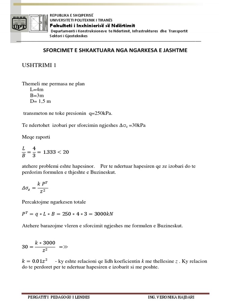 Seminari 5.3 - Sforcimet - Ushtrime | PDF