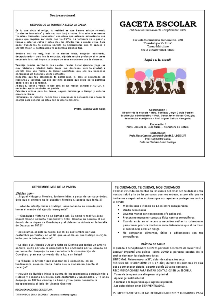 Gaceta Escolar Septiembre 2021 | PDF