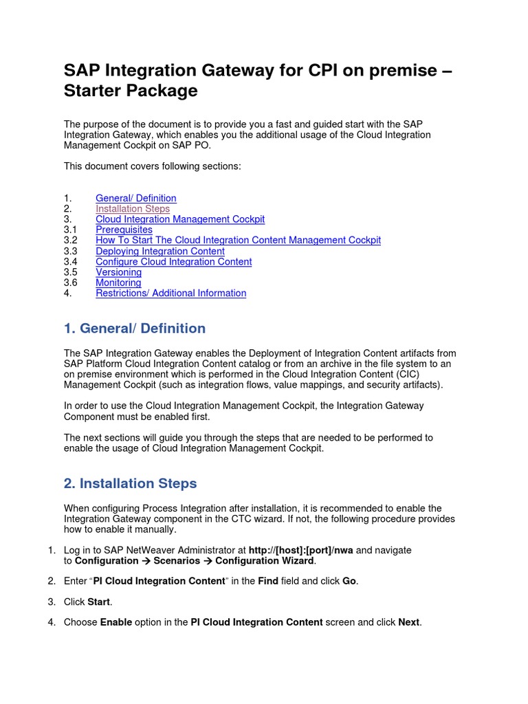SAP Integration Gateway For CPI On Premise - Starter Package | PDF ...