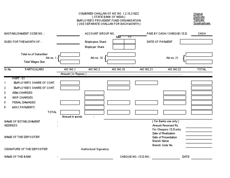 PF Challan | PDF | Cheque | Services (Economics)