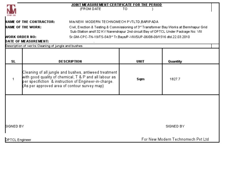 Joint Measurement Certificate For The Period2 | PDF | Science ...