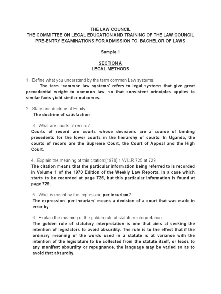 Pre-Entry Law Exam Past Papers Guide | PDF | Precedent | Tort