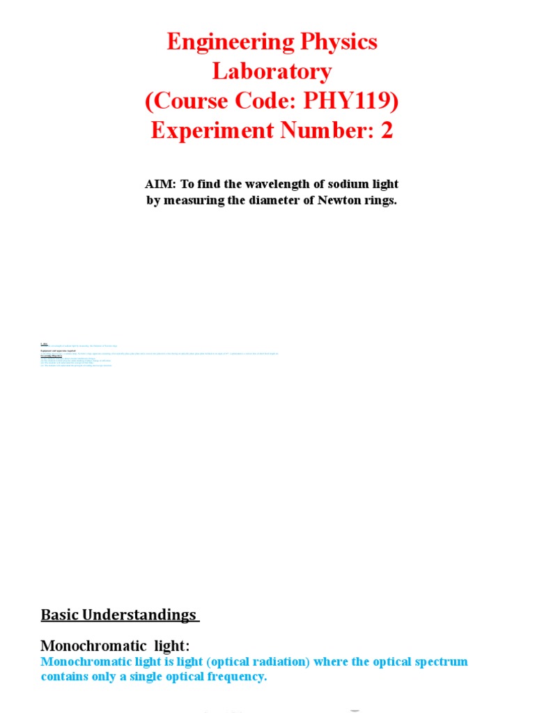 Engineering Physics Laboratory (Course Code: PHY119) Experiment Number: 2 | PDF