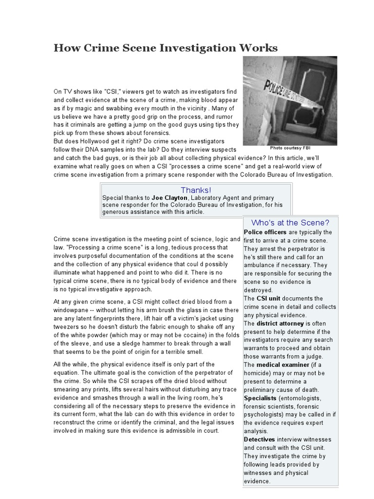 How Crime Scene Investigation Works: Thanks! | PDF | Crime Scene ...