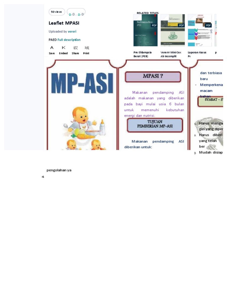 Pedoman Dasar Pemberian Makanan Pendamping ASI (MPASI) | PDF