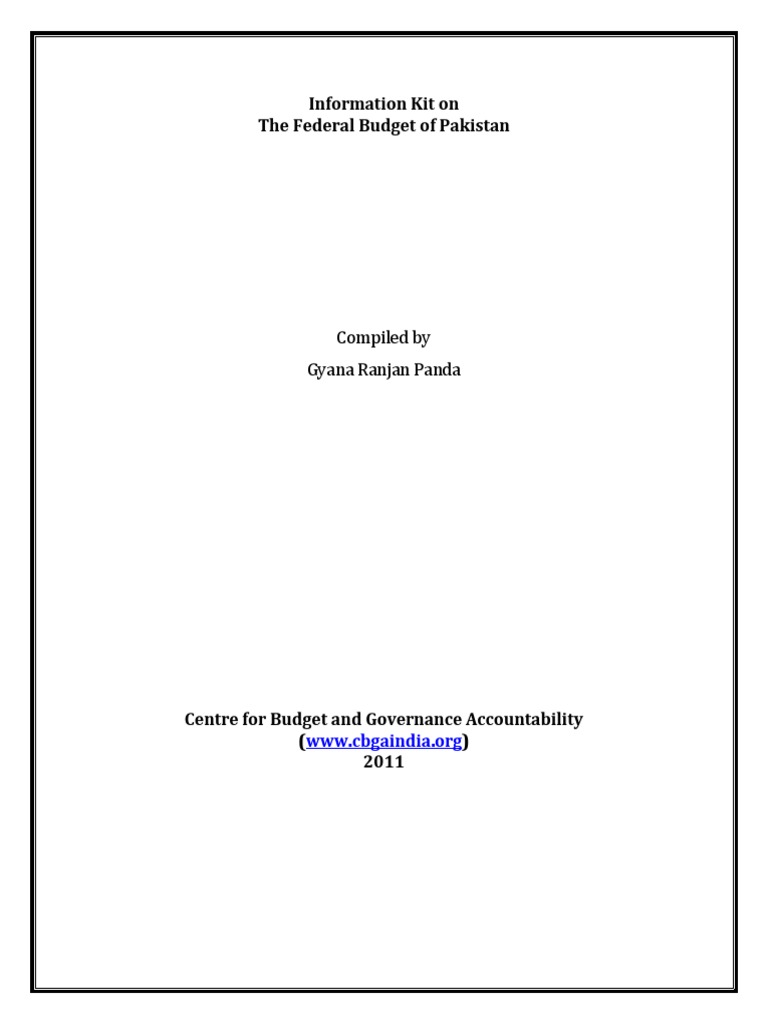 Information Kit On The Federal Budget of Pakistan | PDF | Budget | Audit