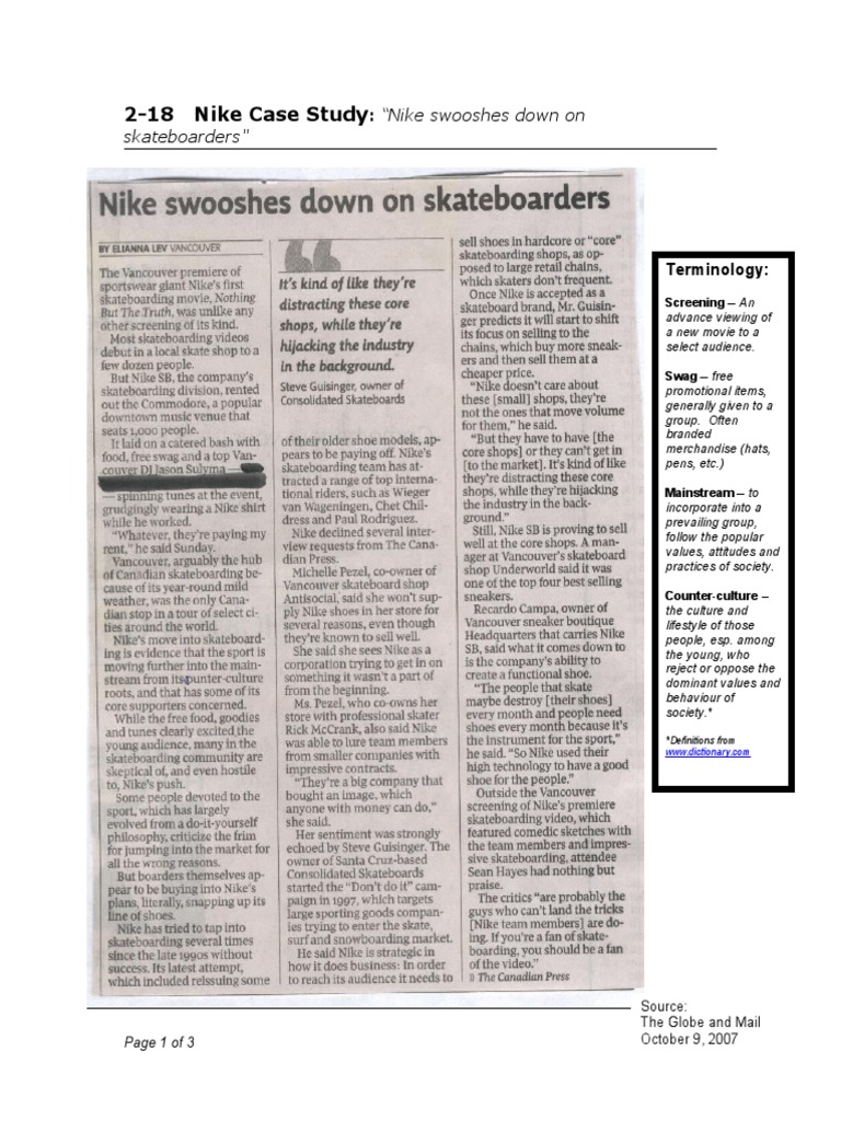 Nike's Strategy in Skateboarding Market | PDF | Nike | Business Economics