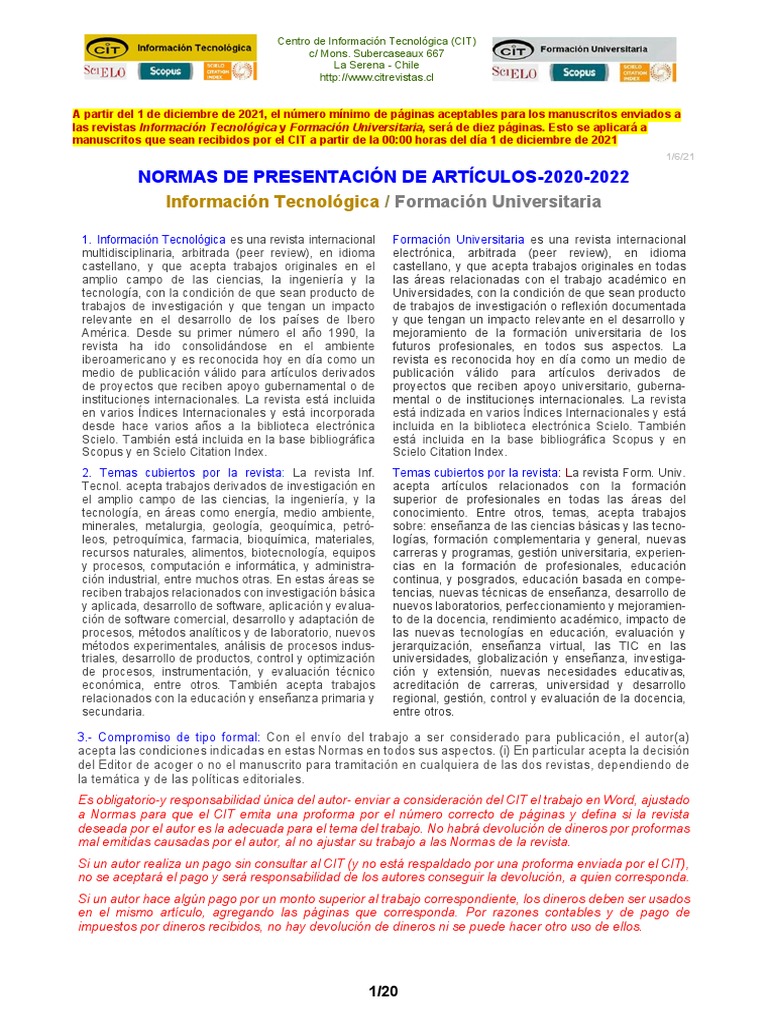 CIT Normas Formato 2020-2022 | PDF | Proteínas | Ecuaciones