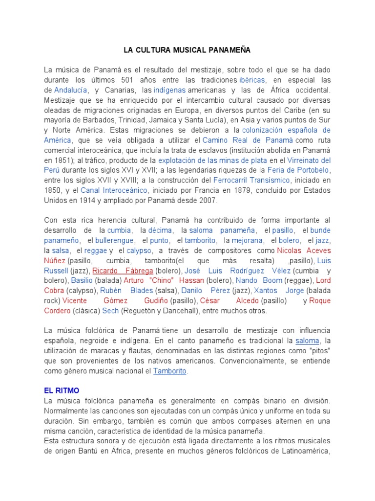 La Cultura Musical Panameña | PDF | Las artes escénicas | Musica ...