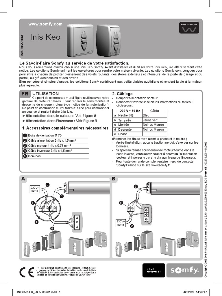 Interrupteur Volet Roulant Somfy Inteo Inis Keo | PDF