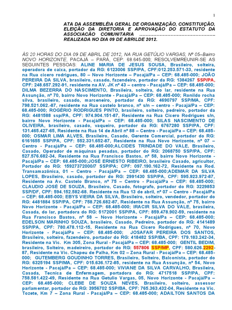 Modelo de Uma ATA | PDF