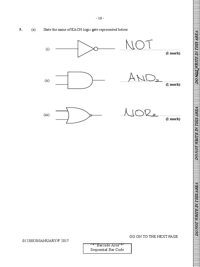 CSEC Physics Past Papers Jan 2017 Q5 Logic Gates | PDF | Logic Gate ...