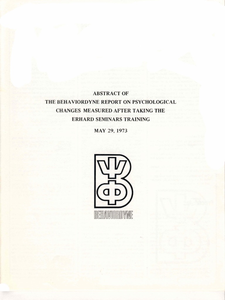 Behaviordyne Report On The Est Training | PDF | Statistical ...