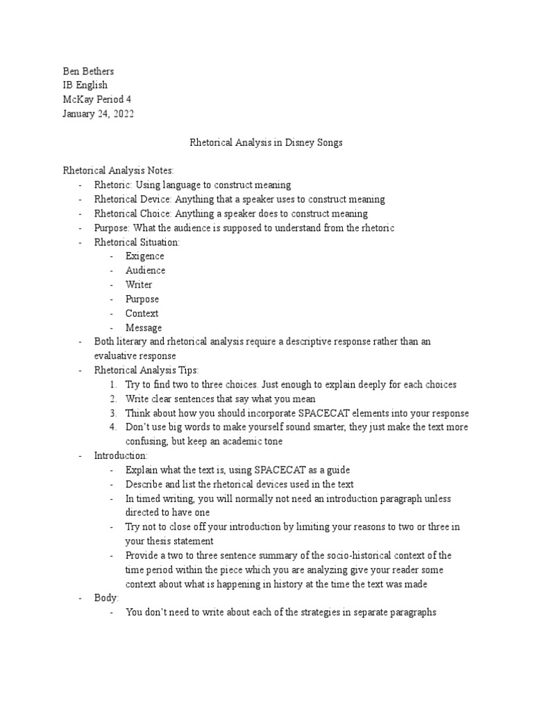 Disney Rhetorical Analysis Bethers 1 | Download Free PDF | Rhetoric ...