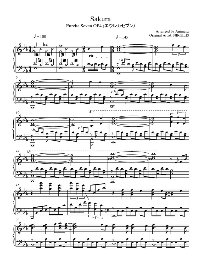 Sakura Violin Sheet Music - Eureka 7 OP4 | PDF