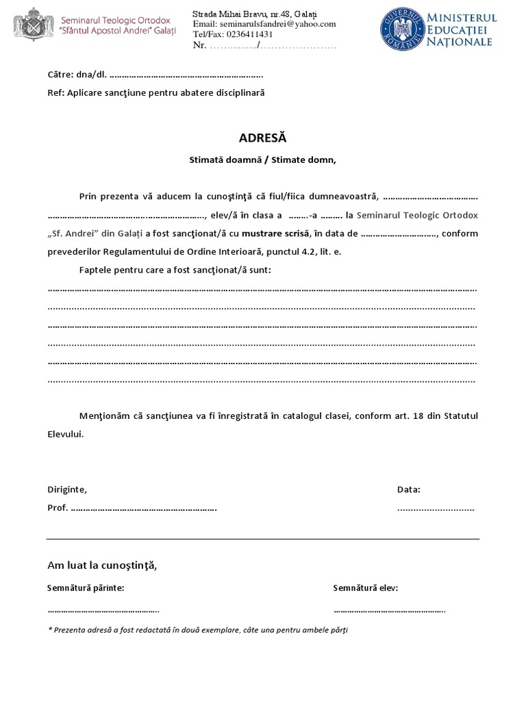 Formular Mustrare Scrisa | PDF