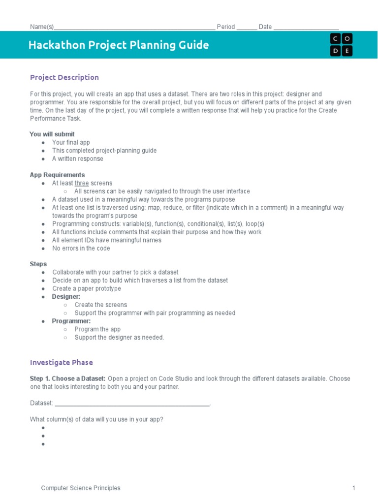 Hackathon Project Planning Guide | PDF | Control Flow | Mobile App