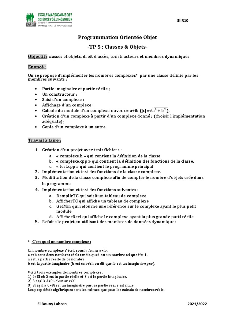 Série TP Classes Objets POO | PDF