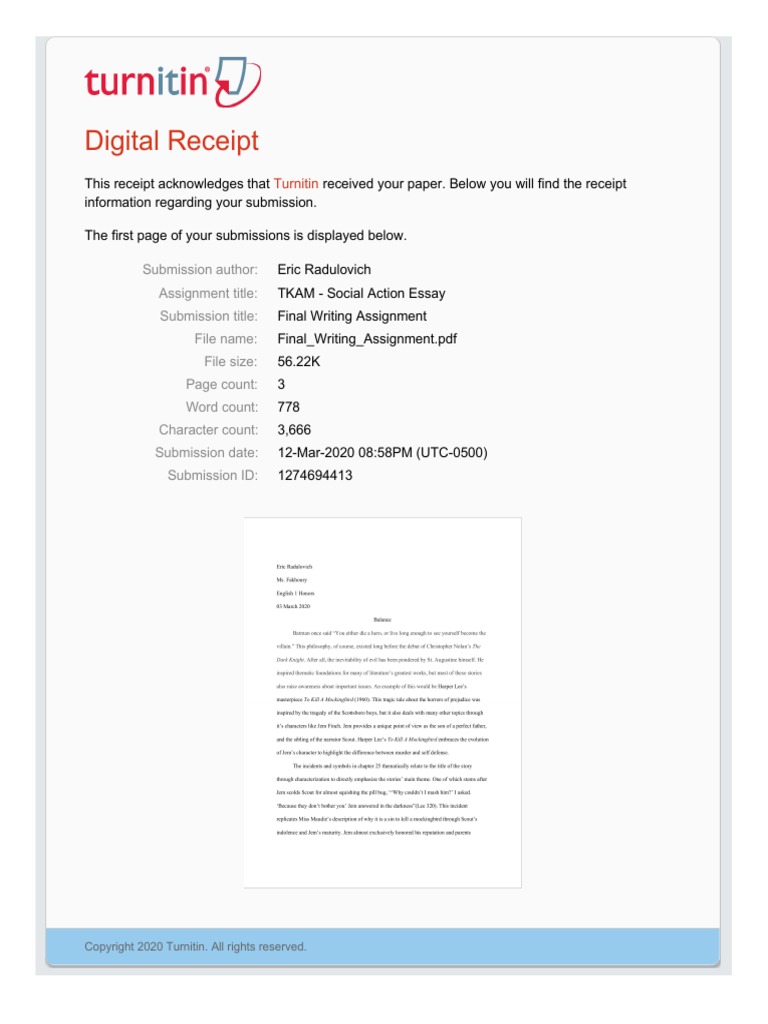 Receipt - Final Writing Assignment | PDF | Art | Technology & Engineering