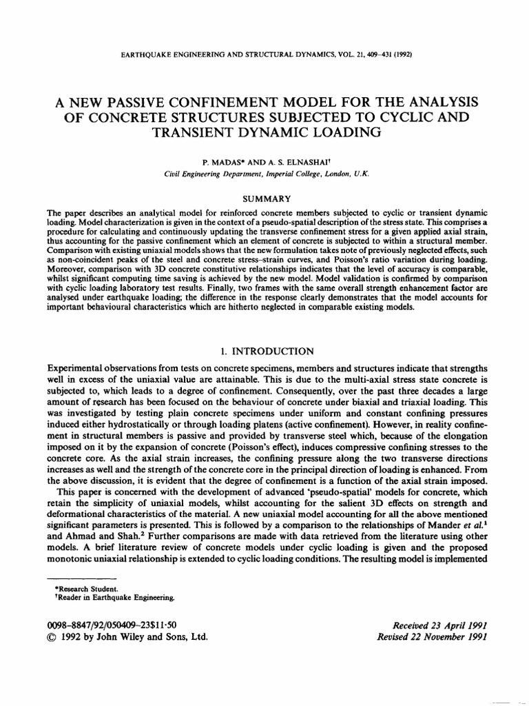 A New Passive Confinement Model For The Analysis of Concrete Structures Subjected To Cyclic and ...