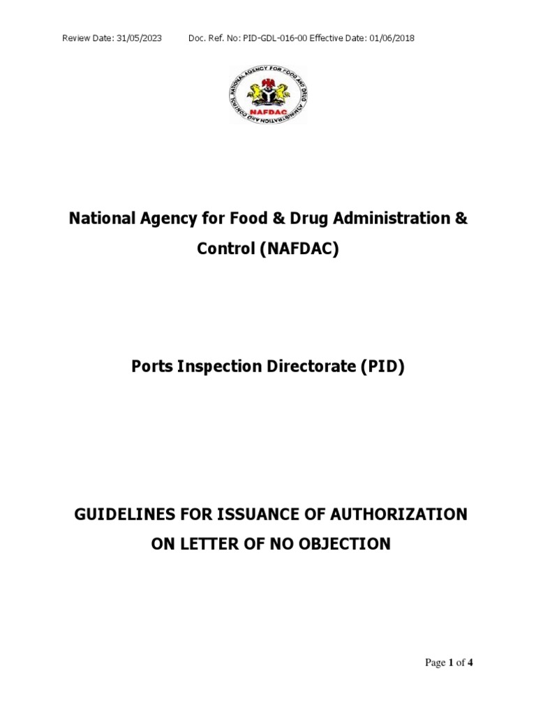National Agency For Food & Drug Administration & Control (NAFDAC) | PDF ...