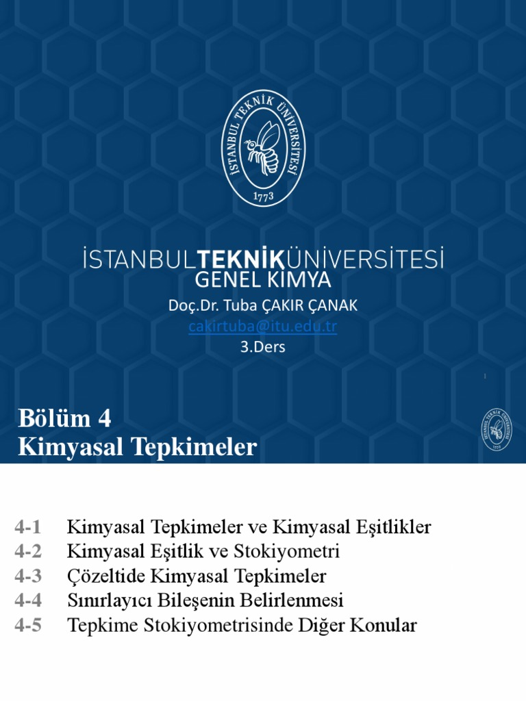 3.hafta Kimyasal Tepkimeler Bolum 4 | PDF