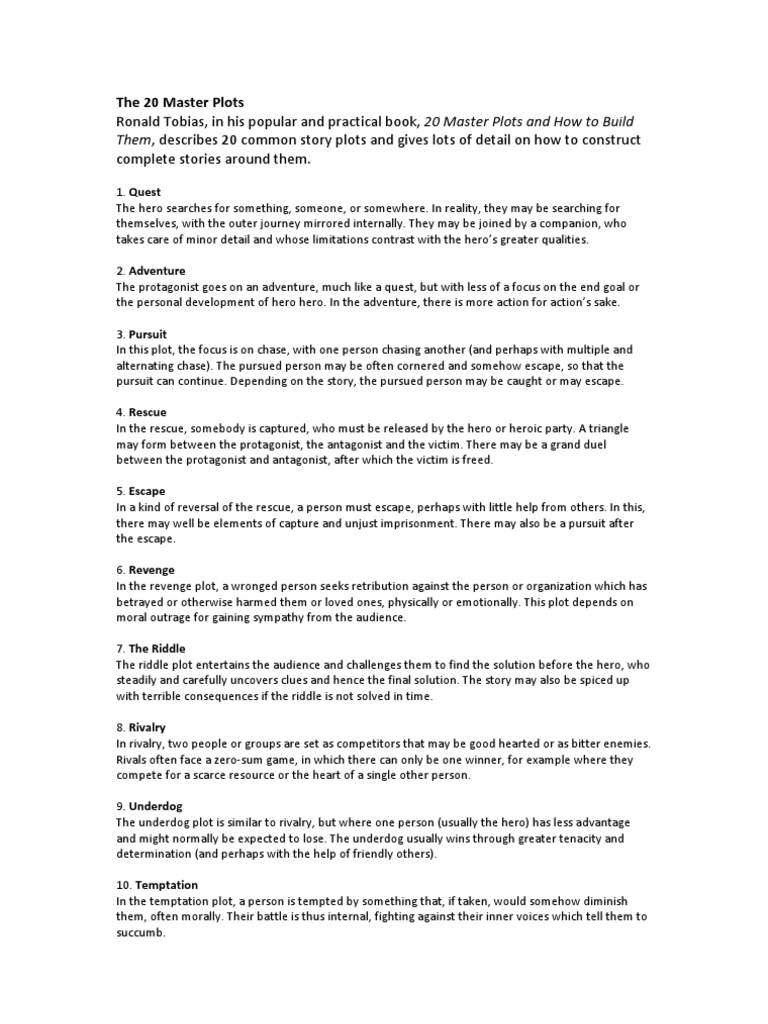 The 20 Master Plots | Quest | Hero
