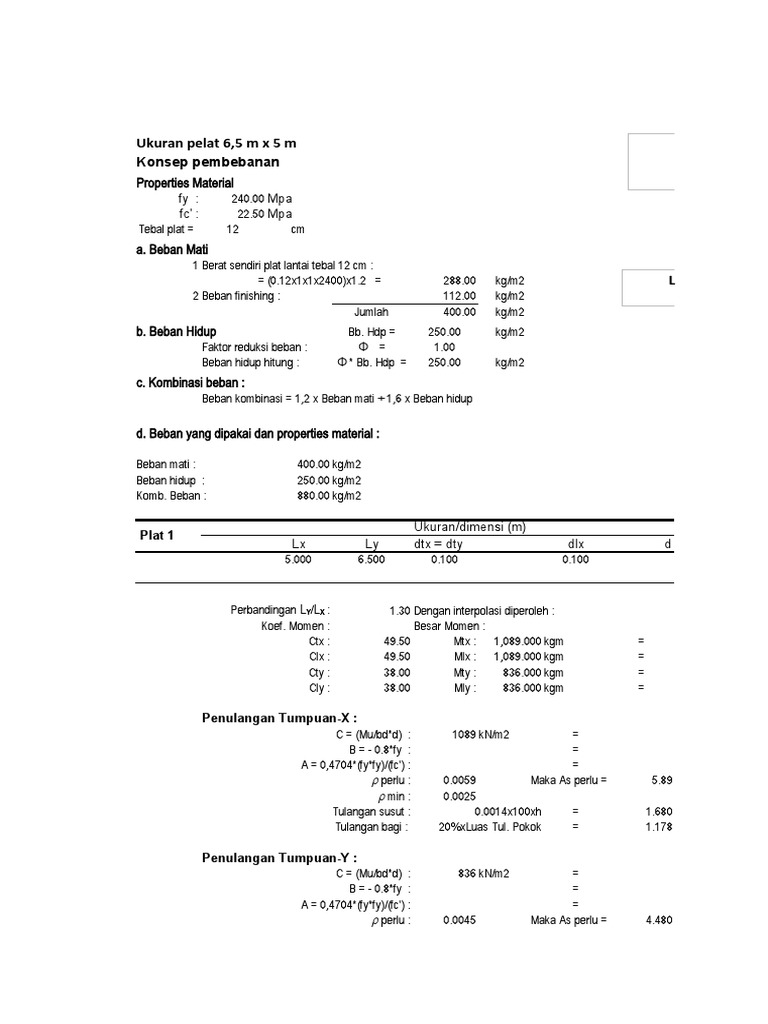 APK Excel Perhitungan Kolom Pelat Dan Po | PDF