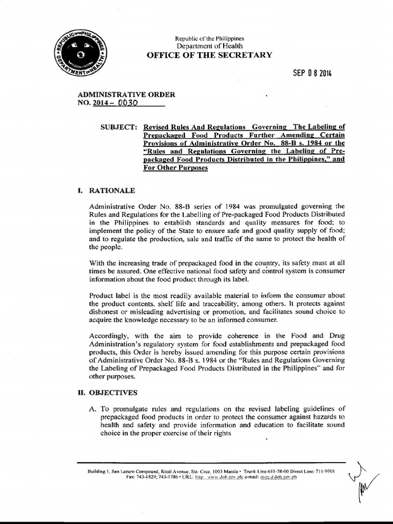 Administrative Order No. 2014 0030 | PDF
