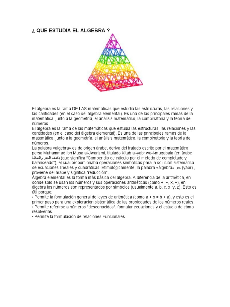 Que Estudia El Algebra | PDF | Álgebra | Matemáticas
