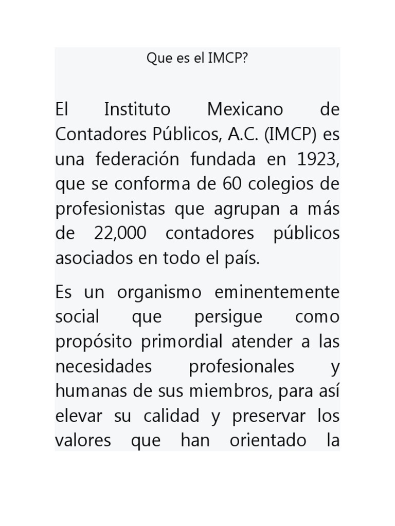 Que Es El IMCP | PDF | Contador | Contabilidad