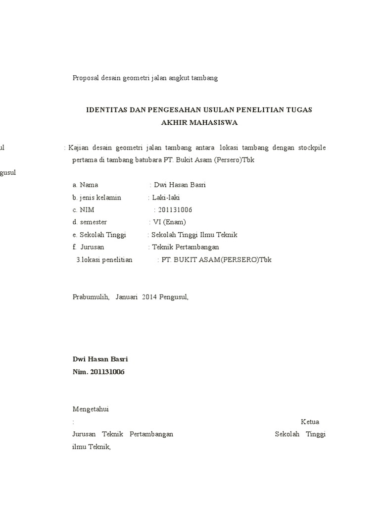 Proposal Desain Geometri Jalan Angkut Tambang PDF Free | PDF Proposal Desain Geometri Jalan Angkut Tambang PDF Free | PDF