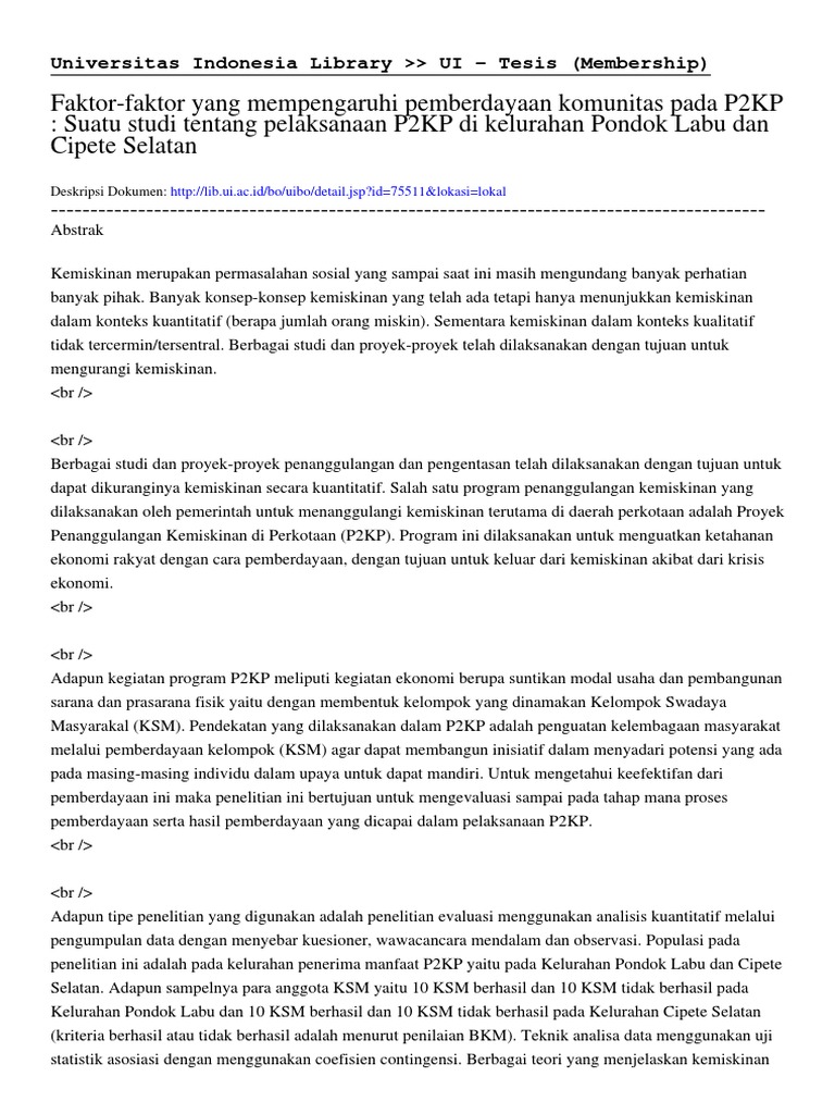 Faktor Penentu Keberhasilan P2KP | PDF | Ilmu Sosial