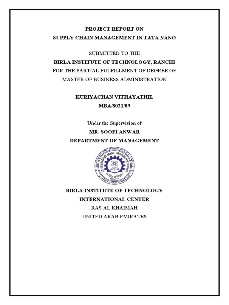 Project Report On Supply Chain Managemen | PDF | Business | Economies